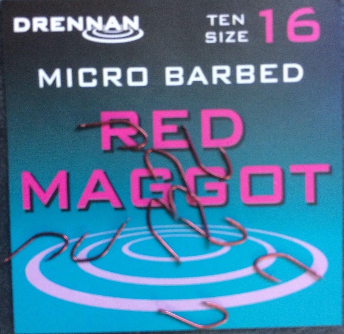 DRENNAN RED MAGGOT - 10 PER PK - MICRO BARBED FISHING HOOKS SPADE END ...