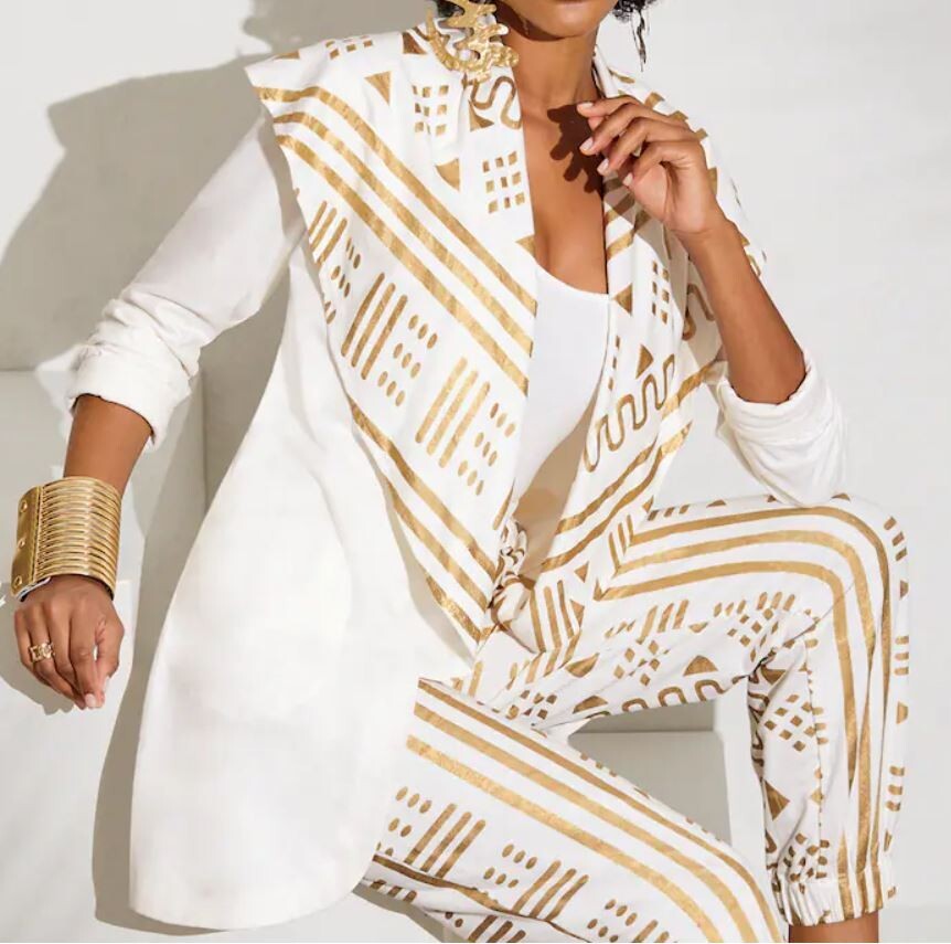 Size XL Ashro White Gold African Pride Formal Afrocentric Chika Pant ...