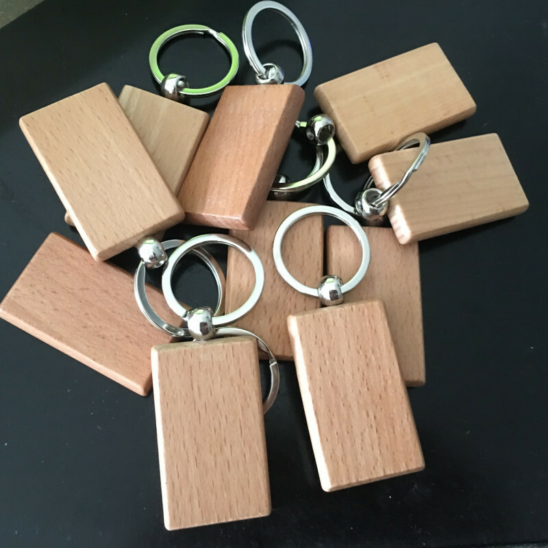 10x Plain Wooden Keyring Keychain Gift Bag Charm Tag Wood Key Ring ...