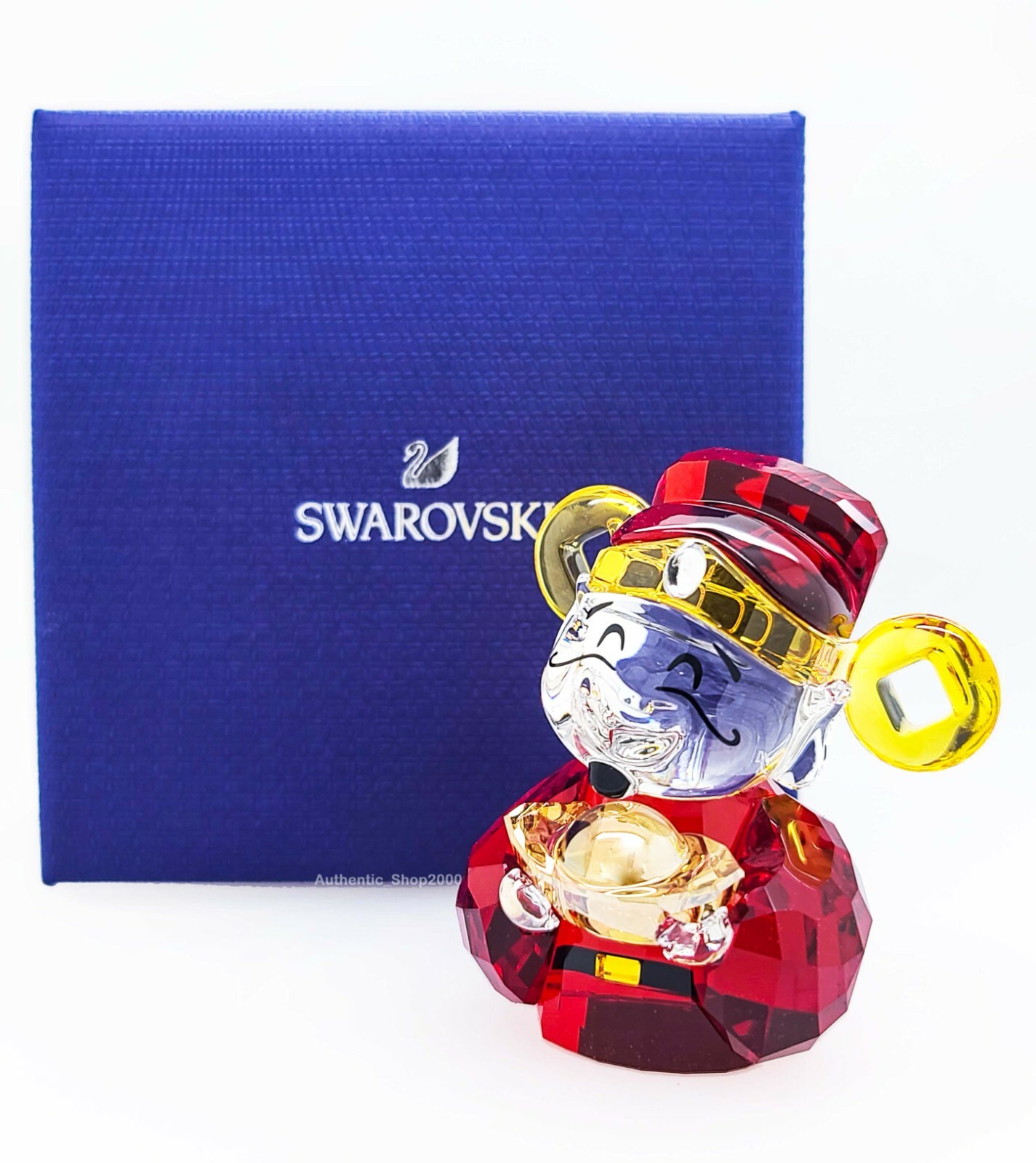 New 100% SWAROVSKI Sparkle Crystals Cute God of Wealth Figurine Display ...