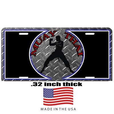 Muay Thai kick boxing Black aluminum vanity license plate car truck SUV ...