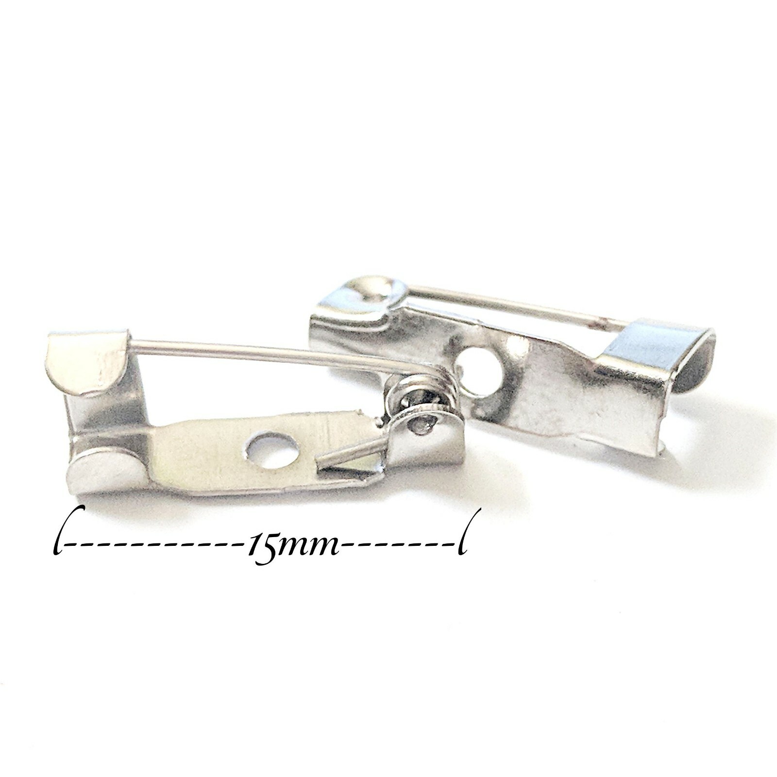 5 x Silver pl bar brooch backs settings for jewellery craft finding ...