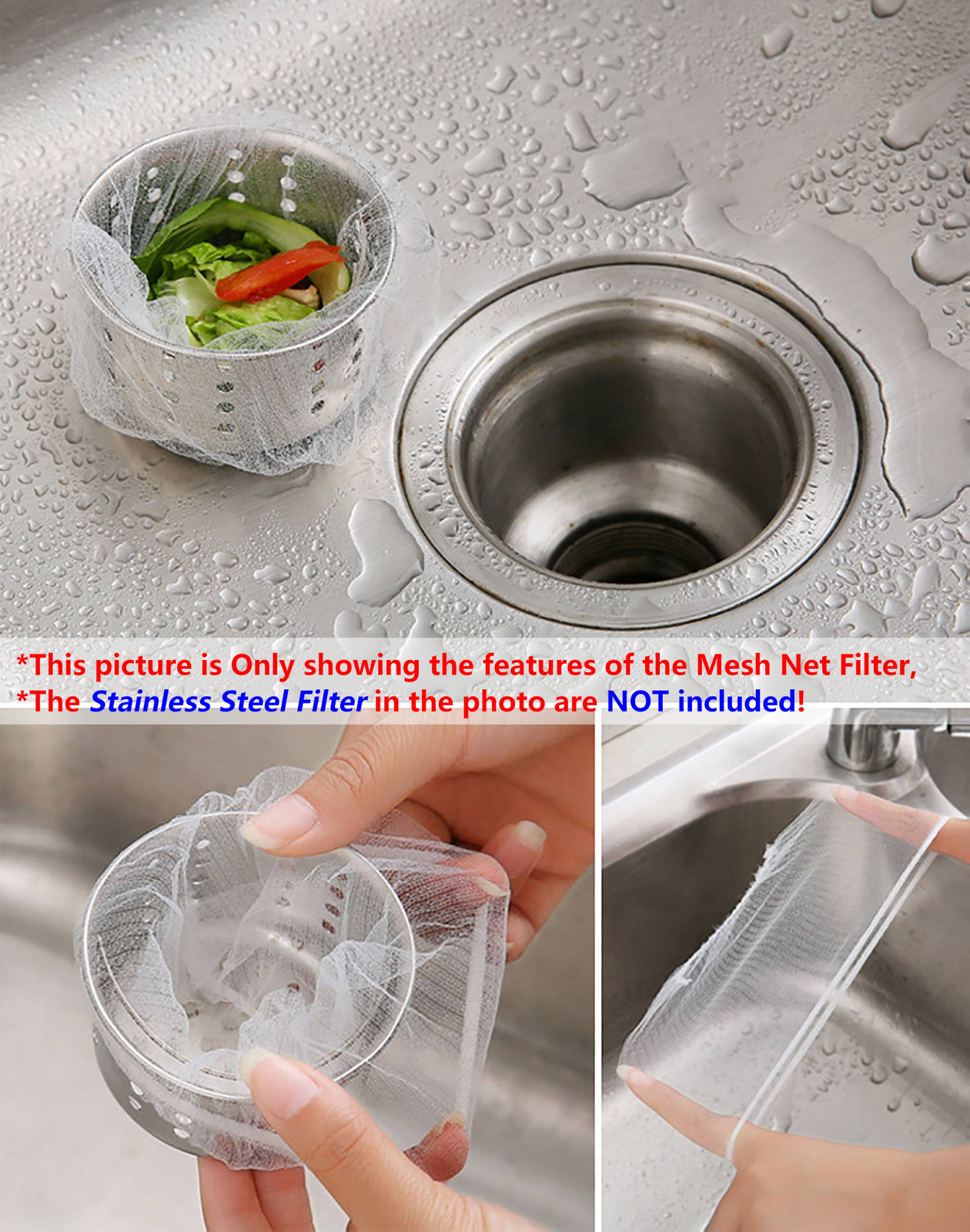 Sink Net Strainer Cover Mesh Bags Food Catcher for Most Sizes, about ...