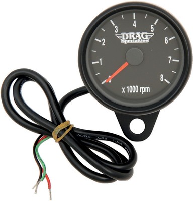 Drag Specialties 2.4" Mini Electronic Tachometer - Black - Backlit LED ...