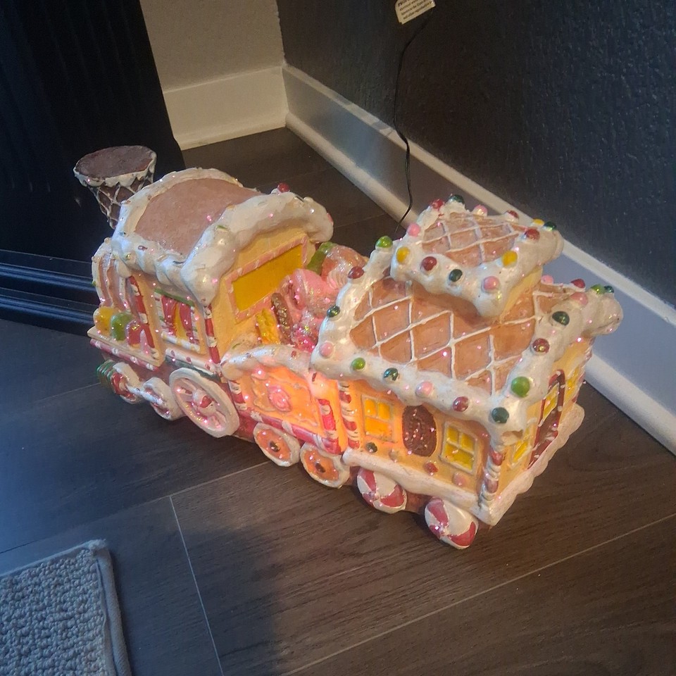 Christmas 1990s Cracker Barrel Gingerbread Train Fiber Optic Light Up ...