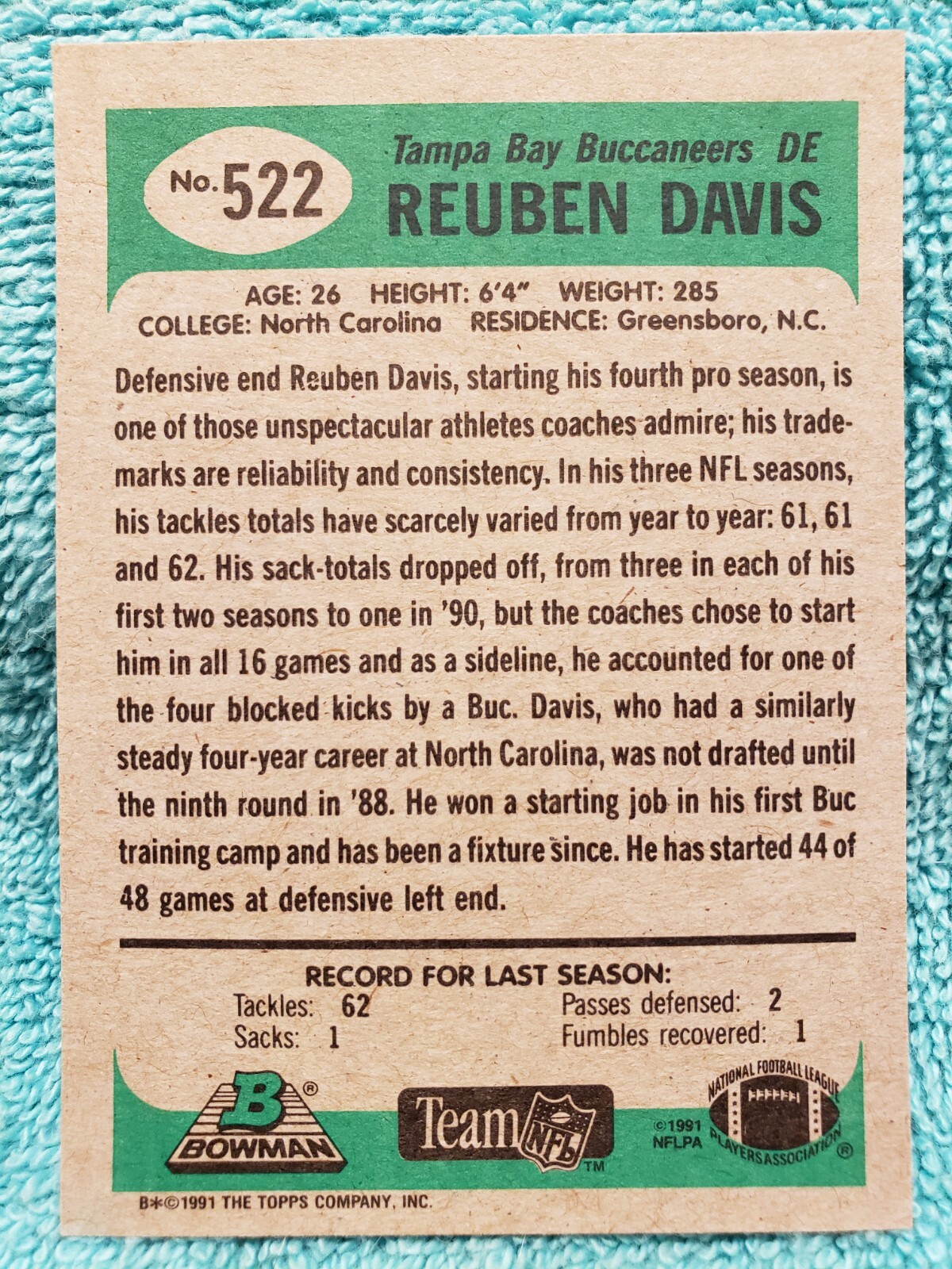 1991 Bowman - #522 Reuben Davis for sale online | eBay