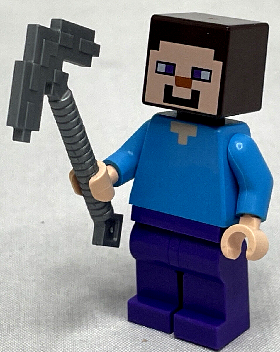 Lego Minecraft Steve Minifigure With Pickaxe | eBay