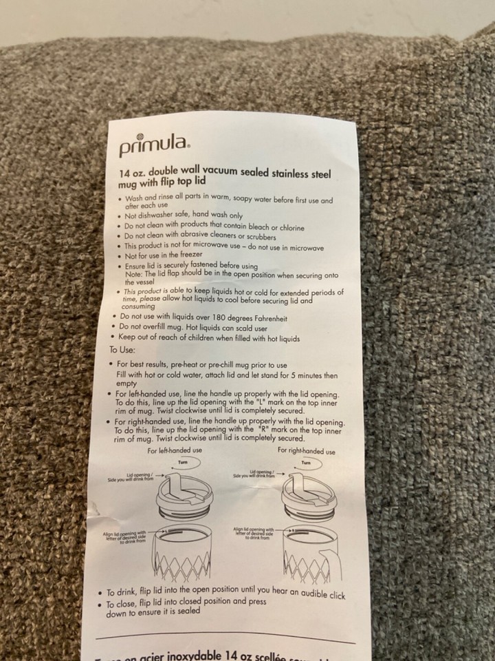 PRIMULA Stainless Steel Double Wall Insulated Coffee Mug 14oz | eBay