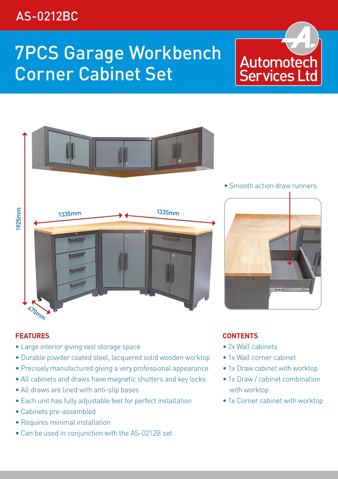 GARAGE STORAGE WORKSHOP CABINET SET / CUPBOARDS / WORKBENCH / TOOL BOX ...