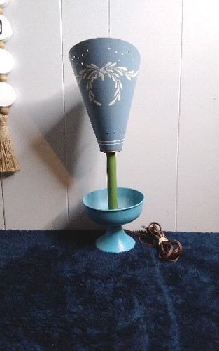 Vintage Blue Tin Metal Bullet shade Electric LAMP 16" | eBay