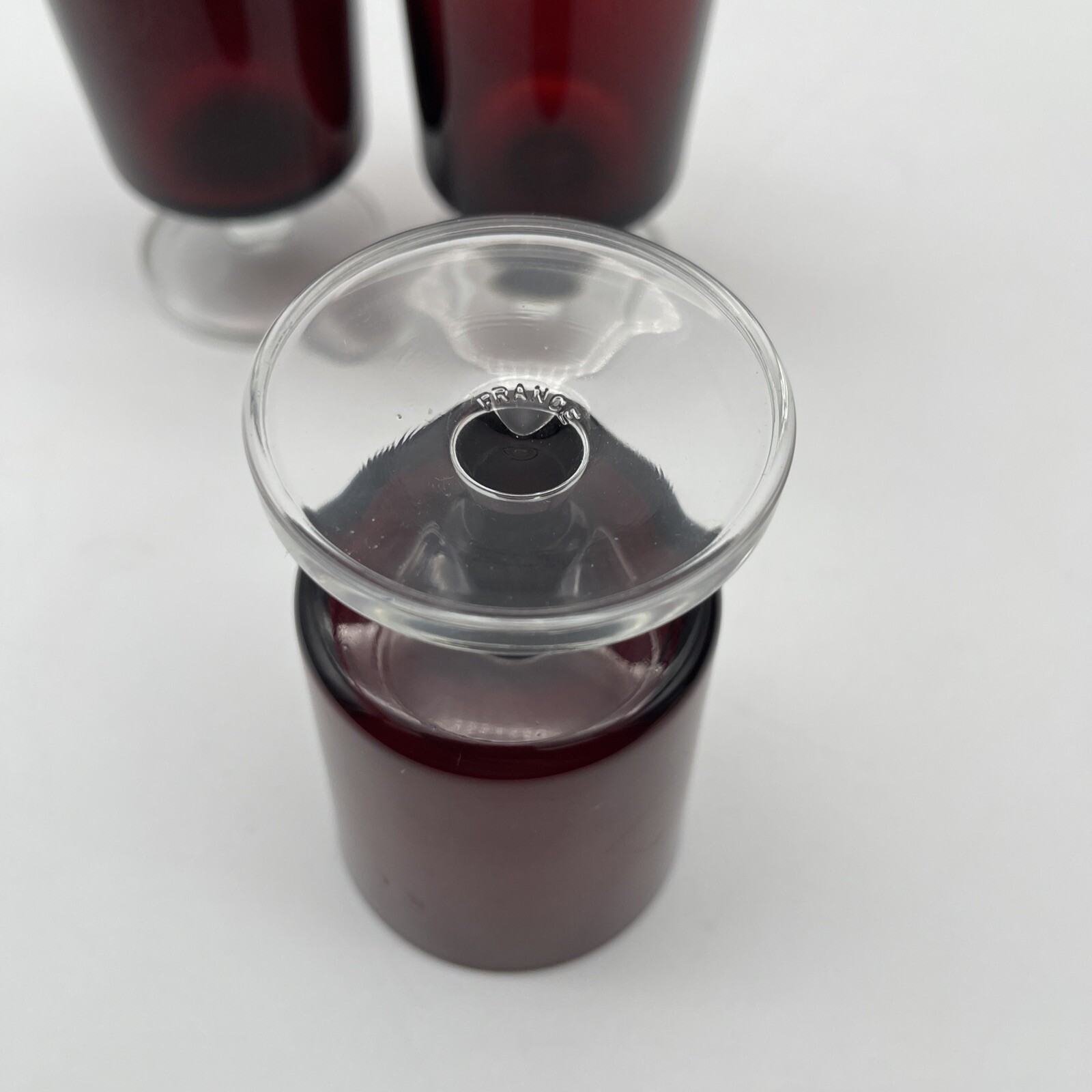 Set Of 3 Vintage 4 Oz Ruby Red Glasses Clear Stem - France | eBay