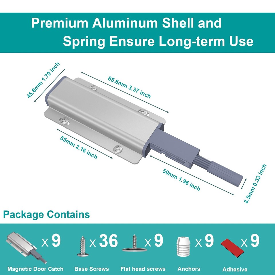 9 Pcs Cabinet Push Latch Magnetic Door Catch Drawer Door Stopper ...