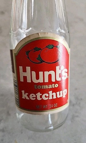 Vintage Antique Hunts Thick Rich Ketchup Easy Grip Empty Glass Bottle ...