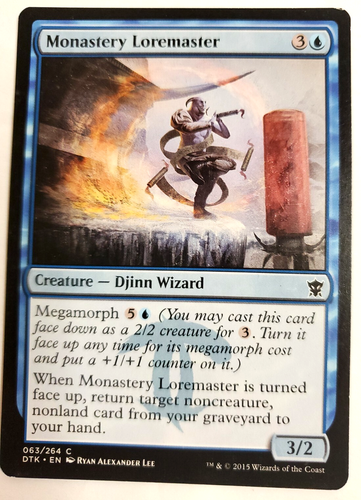 MTG Magic The Gathering Card Monastery Loremaster Creature Djinn Wizard ...
