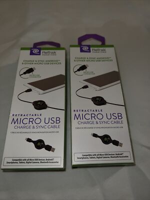 2 - Retrak Retractable USB to Micro USB Charge and Sync Cable Black 2 ...