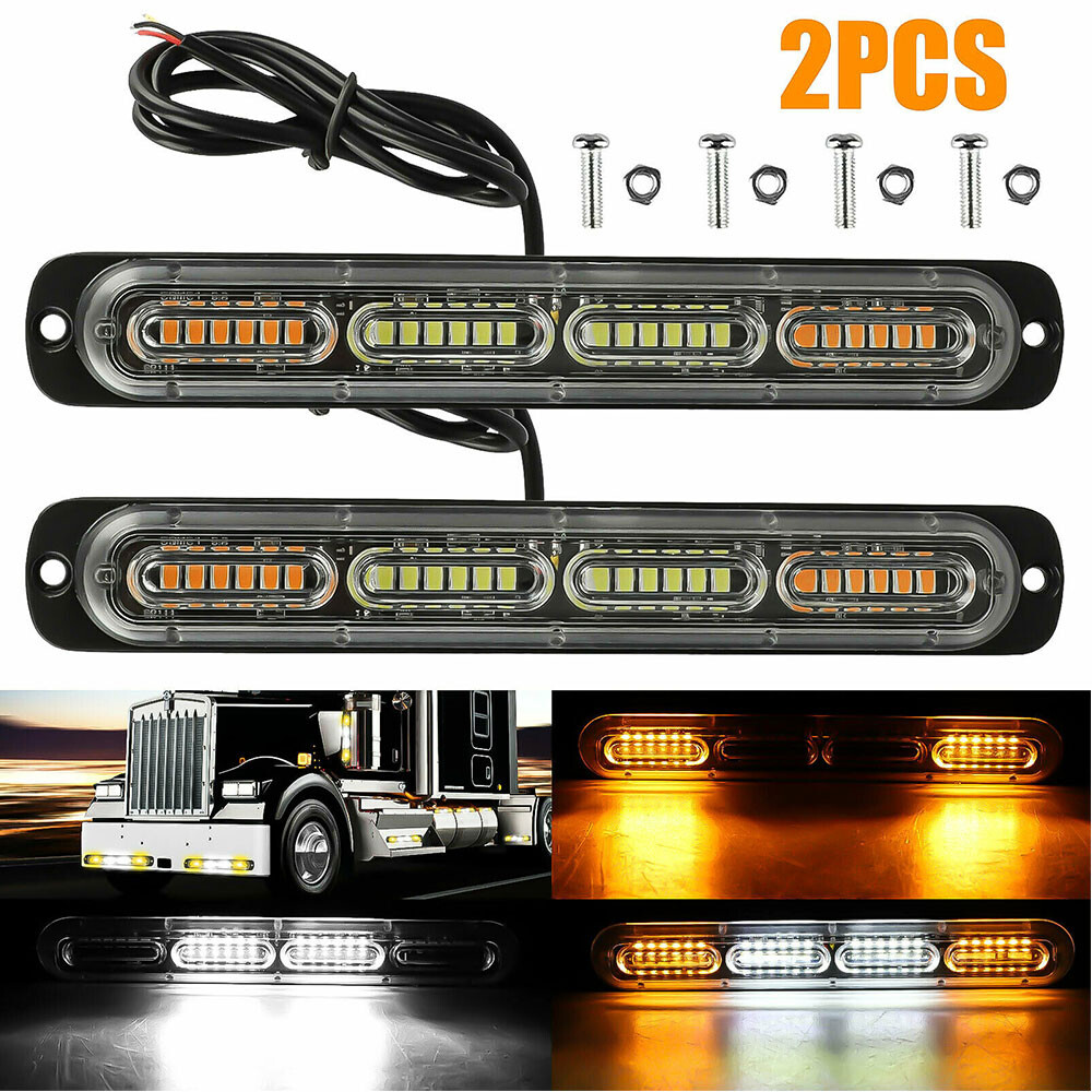 Beacon Light 4 X 6 LED Emergency Warning Lights Amber&White Hazard ...