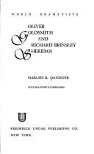Oliver Goldsmith and Richard Brinsley Sheridan Hardcover Marlies ...