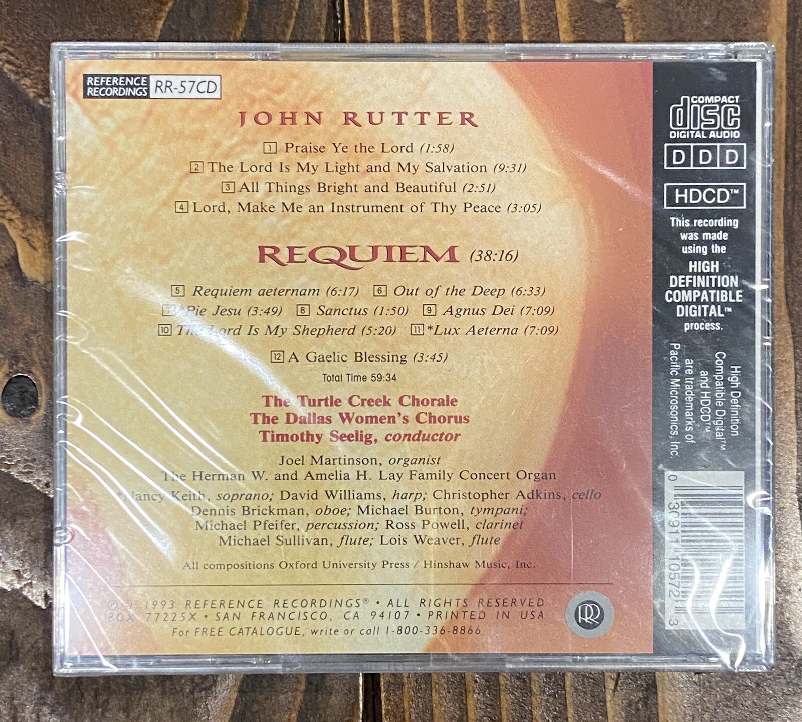 Requiem / Five Anthems by Rutter / Turtle Creek Chorale / Seelig (CD ...