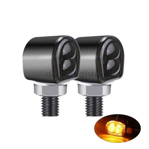 2X Motorcycle LED Turn Signal Indicator Light Blinker Amber Mini Black ...