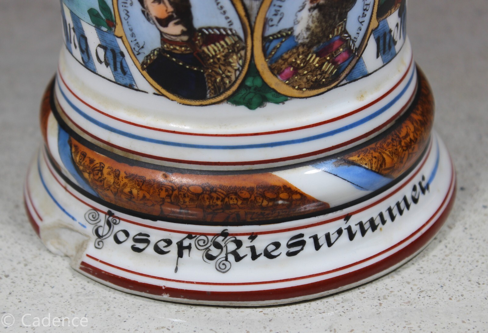 WW1 Imperial German Pioneer Battalion Regimental Stein 1910 Named Chip ...
