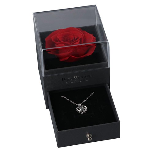 Gift I Love You Necklace Gift Box Sliver Eternal Rose Flowers Gift Set ...