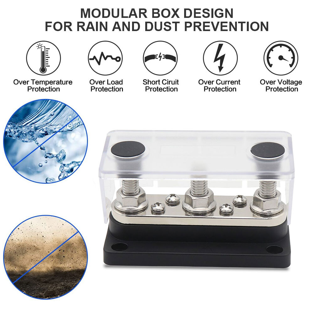 300A Bus Bar 48V Bus Bar Box 3/8 Studs 3+4 Way for RV Marine Boat ...