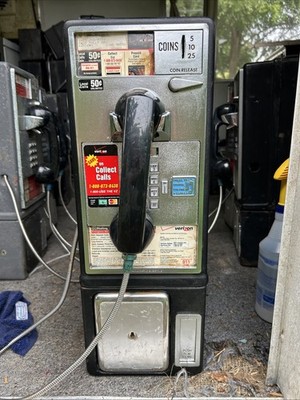 Vintage Black Phone Booth Payphone Push Button Telephone GTE Frontier ...