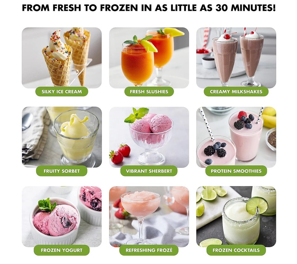 GreenPan Frost Ice Cream Machine & Frozen Drink Maker Soft Serve ...
