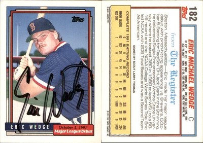 Eric Wedge Signed 1992 Topps Major League Debut 1991 #182 Boston Red ...