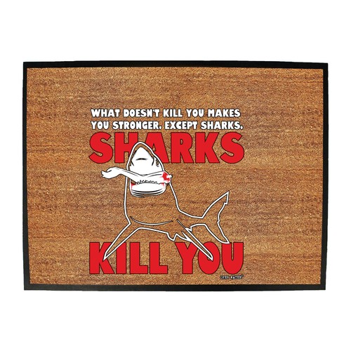 Ow Sharks Kill You Scuba Diving Shed Bar Man Cave Novelty Door Mat ...