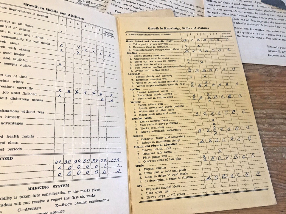 Vintage Report Card Lot 1950s 1960s Virginia VA James Wood Frederick ...