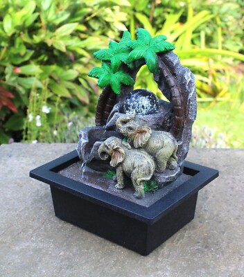 Garden Ornament Fountain Elephant Zen Indoor Table Top Water Feature ...