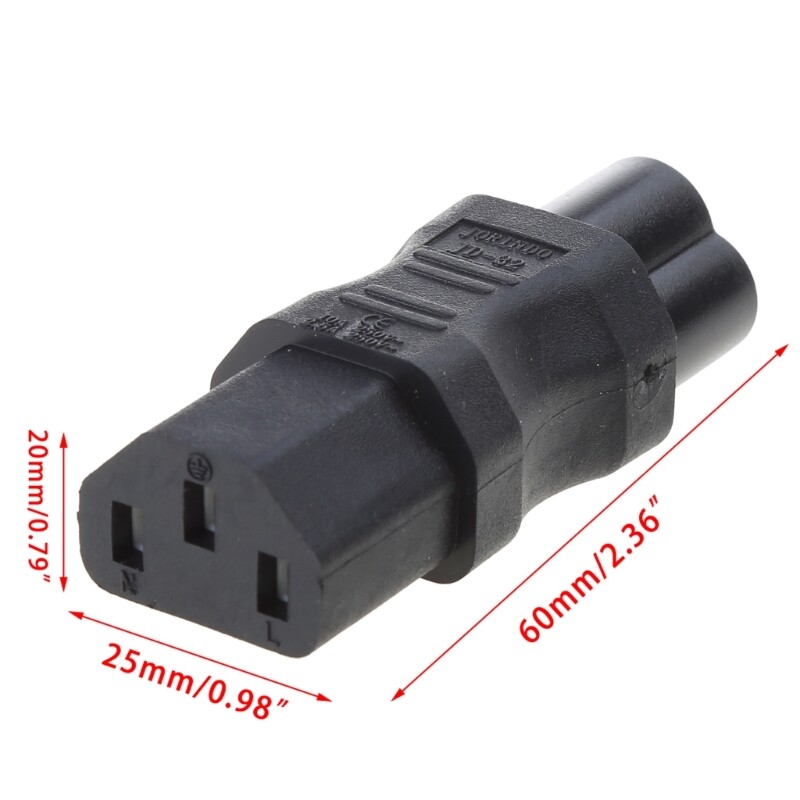 IEC 320 3-pin C13 Female to C6 Male Cloverleaf Plug AC Power Adapter ...