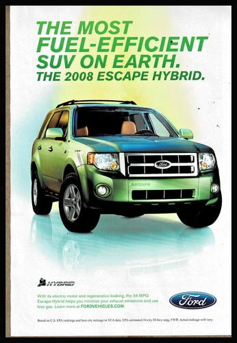 2008 FORD ESCAPE Hybrid Car AD Original Advertising Advertisement to ...