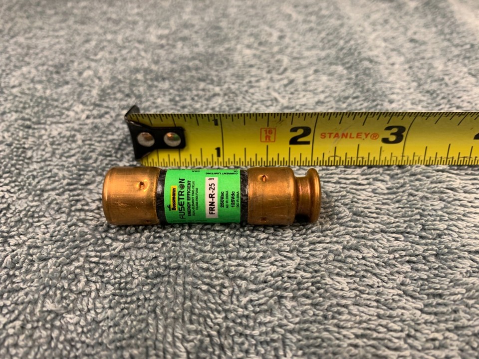 Bussmann Buss Tron 25 Amp 250V Time Delay Fuse Fiberglass Tube FRN-R-25 ...