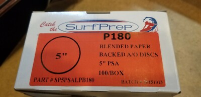 SurfPrep P180 Paper Backed Sandpaper A/O Discs 5" PSA SP5PSALPB180 ...