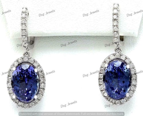 5 CT Oval Cut Lab Created Blue Sapphire Drop Dangle Earrings 925 Sterling Silver | eBay