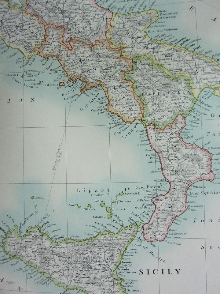 1910 MAP ~ ITALY ~ SARDINIA SICILY TUSCAANY ROME EMILIA CAMPANIA | eBay