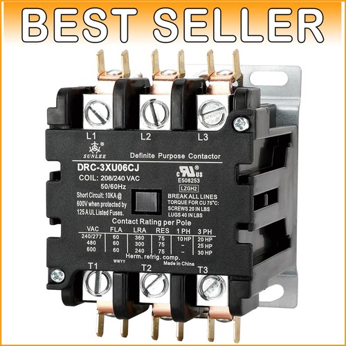 Compact 60 Amp 3 Pole Contactor - Durable Iron Construction for HVAC | eBay