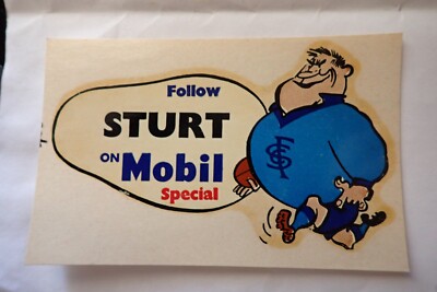 MOBIL STURT DOUBLE BLUES FOOTBALL CLUB SANFL TRANSFER STICKER c1965 ...