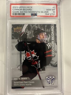 CONNOR BEDARD PSA 10 2023 Upper Deck Game Dated Moments SILVER #1 POP ...