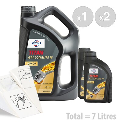 Car Engine Oil Service Kit / Pack 7 LITRES Fuchs TITAN GT1 LONGLIFE IV ...