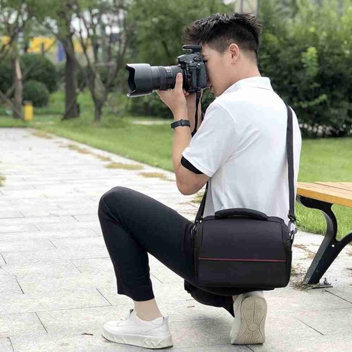 Black Camera Protective Bag Shoulder Pouch Zipper Case for Nikon Canon ...