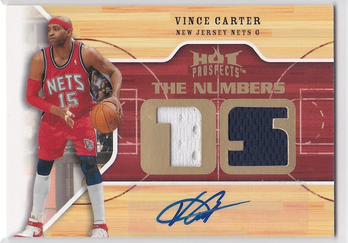 VINCE CARTER 2008-09 NBA HOT PROSPECTS THE NUMBERS #15 PATCH AUTO SP ...