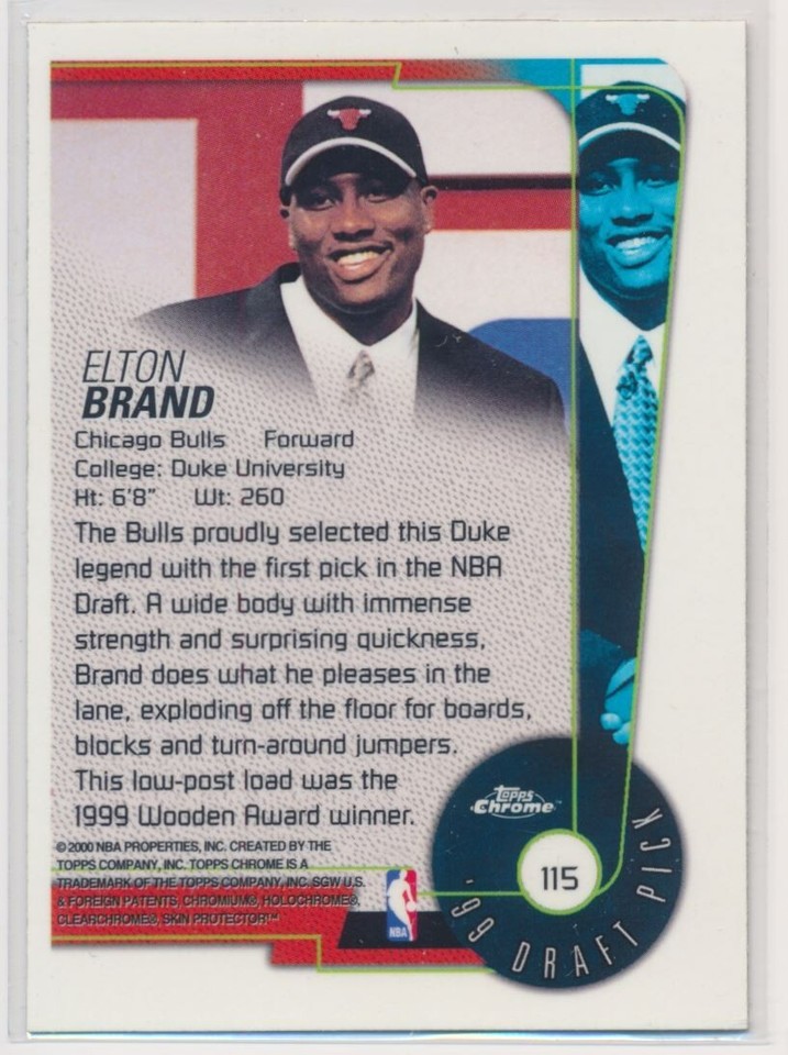 1999-2000 Topps Chrome #115 Elton Brand RC Draft NBA Rookie Card ...