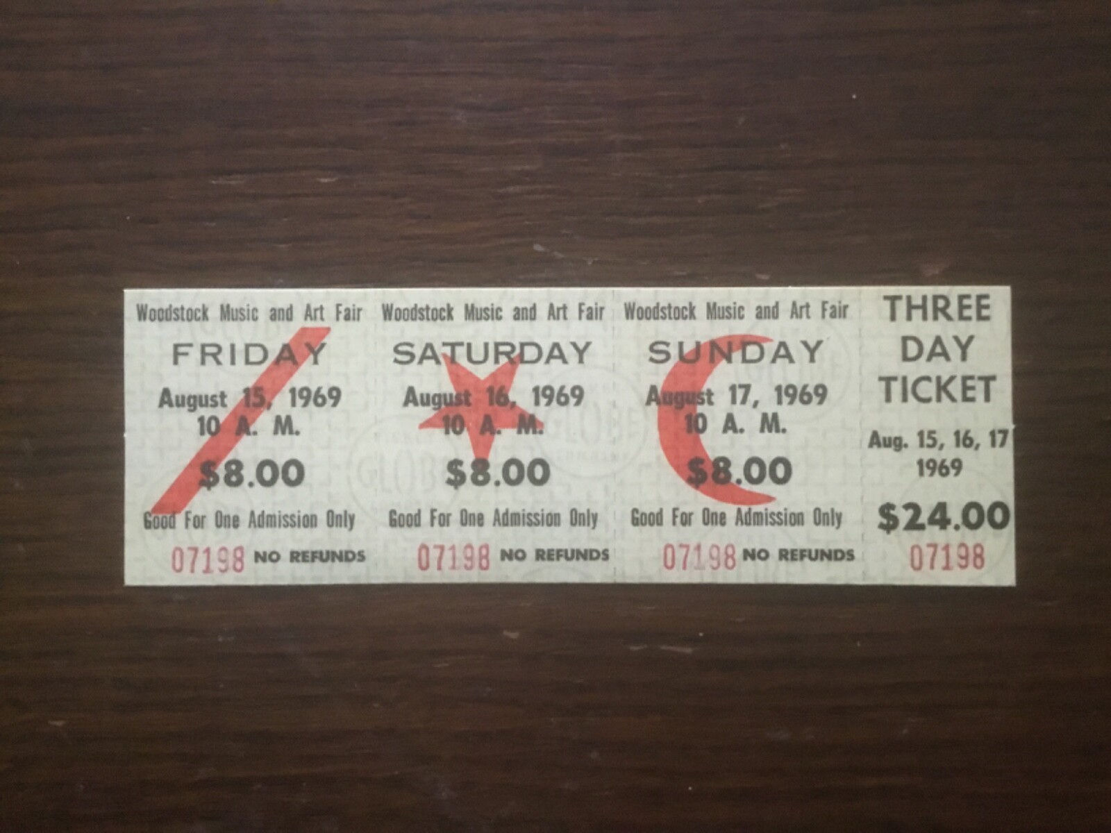 1969 3-DAY PASS TICKET FOR WOODSTOCK WHERE JIMI HENDRIX PERFORMED ...