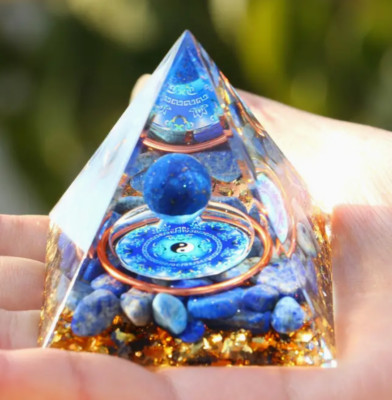 Amethyst Orgone Healing Crystal Ying Yang Clear Blue Orange Pyramid 2 ...
