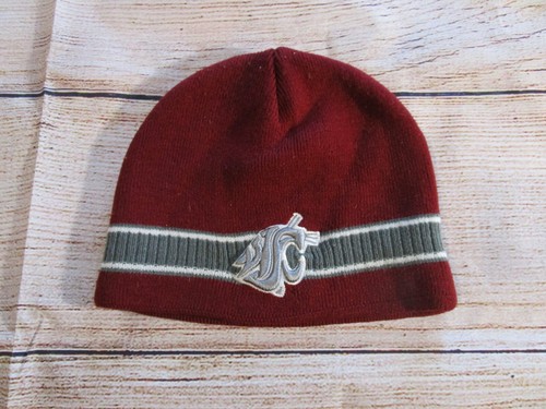 Washington State University WSU Cougars Knit Red Striped Beanie Hat Cap ...