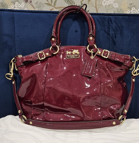 COACH Madison Patent Leather Medium Satchel Bag Purse 18613 Plum Orchid ...