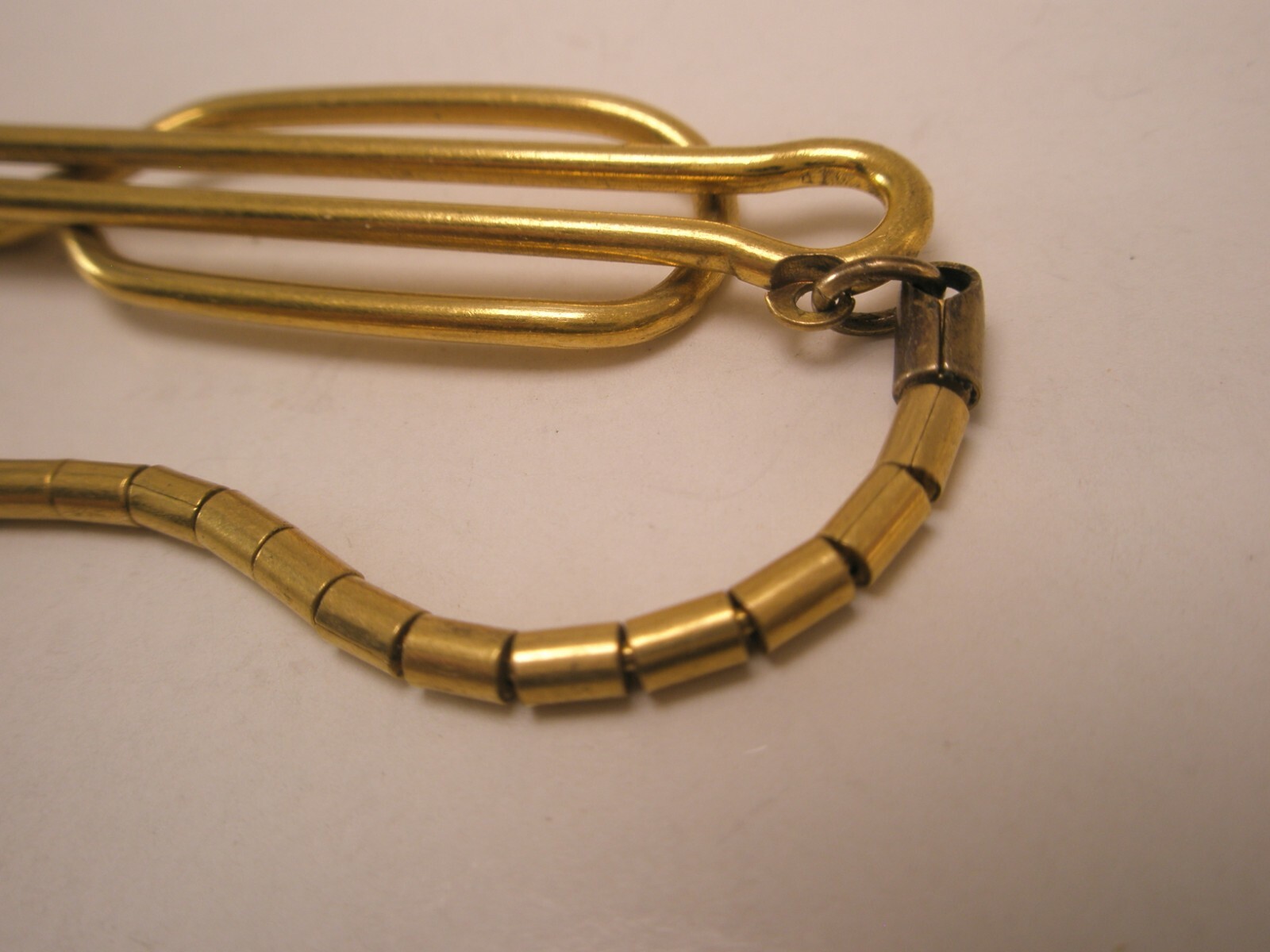 Cylinder Link Chain Gold Tone Vintage Pendant Tie Bar… - Gem